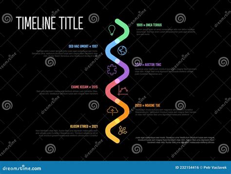 Infographic Dark Company Milestones Curved Thick Line Timeline Template