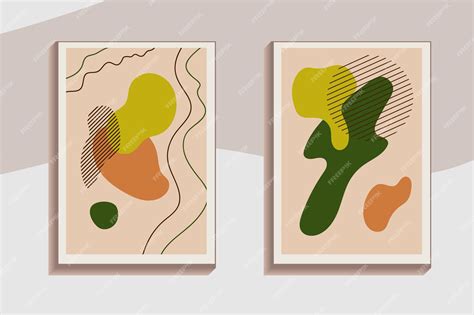 Premium Vector Hand Drawn Abstract Minimal Element Mid Century Vector Set Aesthetic