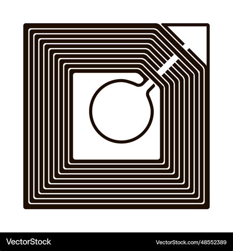 Square Rfid Tag Icon With Semiconductor Microchip Vector Image