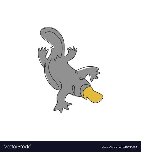 One Continuous Line Drawing Of Cute Platypus Vector Image