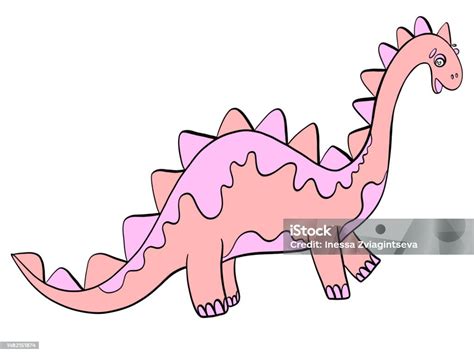 컬러 일러스트 만화 유치한 스타일 공룡 핑크 소녀 캐릭터 디자인 요소 표지 엽서 색칠하기 책 0명에 대한 스톡 벡터 아트 및 기타 이미지 Istock