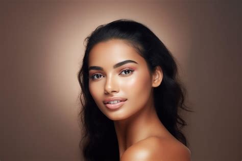 Premium Ai Image Young Cute Beautiful Woman Healthy Radiant Taking