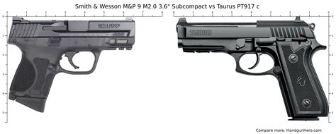 Smith And Wesson Mandp 9 M2 0 3 6 Subcompact Vs Taurus Pt917 C Size