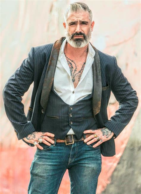 Jeans Belt Waistcoat White Shirt Sports Jacket Beard Tattoos