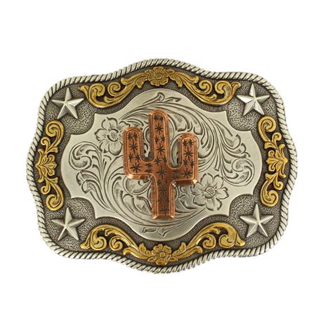 Nocona Copper Cactus Rope Edge Belt Buckle Millbrook Tack