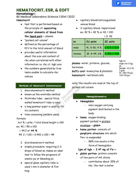 lecture notes on hematology i lecture notes clinical chemistry docsity