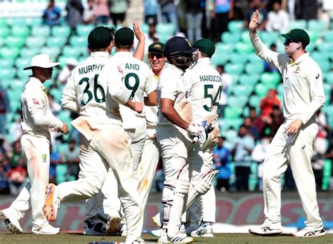 Nagpuraustralian Team Celebrate Dismissal Of Indias Captain Rohit