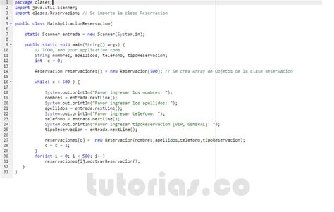 ClaseAplicacionReservacionJava Tutorias Co