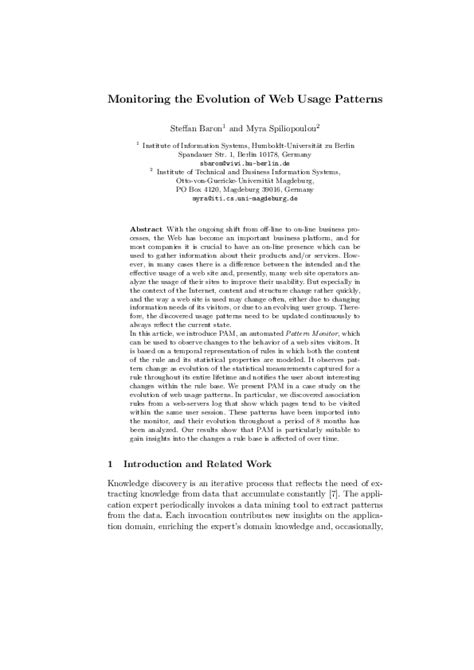 Pdf Monitoring The Evolution Of Web Usage Patterns