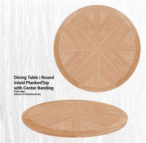 60 Diameter Dining Table Round Inlaid Plankedtop With Center Bandin