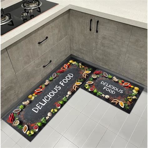 Anro Lot De 2 Tapis De Cuisine Lavables Et Antidérapants En Pvc À Dos