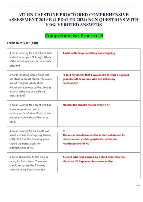 Ati Rn Capstone Proctored Comprehensive Assessment 2019 B Updated 2024 Ngn Questions With 100