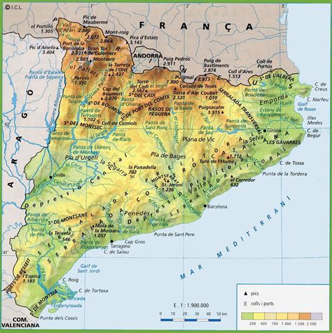 Catalonia Physical Map