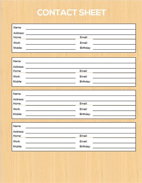 10 Contact Sheet Template Room