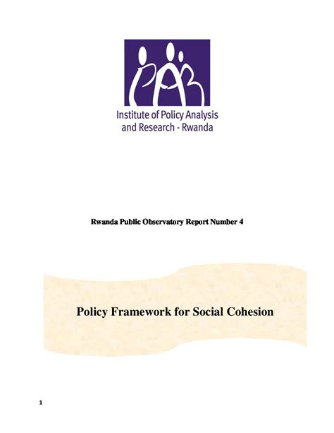 Policy Framework For Social Cohesion Rcsp