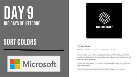 Microsoft Interview Question Sort Colors Leetcode Problem 75 Youtube