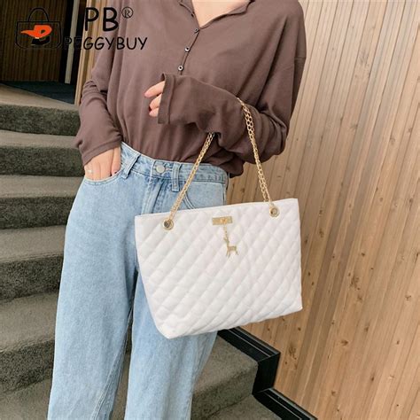 Style 3 White Classic Diamond Lattice Handbag Fashion Women Large