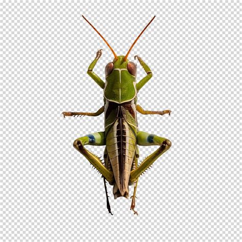 Top Down Shot Of A Colorful Grasshopper On A Plain White Surface Premium Ai Generated Psd