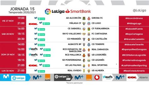 Horarios De La Jornada 15 De Laliga Smartbank 202021 Laliga