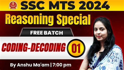Coding Decoding 01 Ssc Mts 2024 Reasoning Class 07 For Ssc Mts 2024 Mts By Anshu Maam Youtube