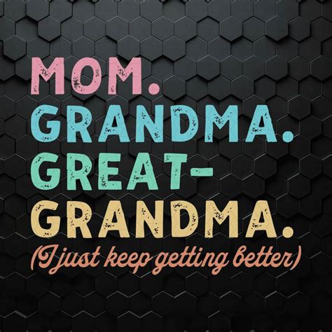 Mom Grandma Great Grandma I Just Keep Getting Better Svg