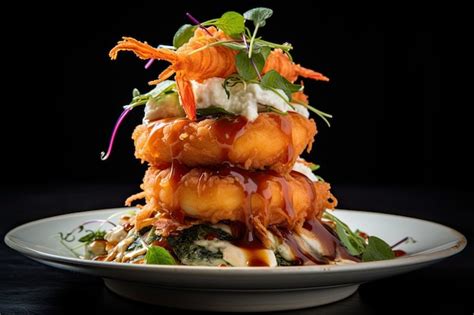 Gourmet Ais Delight Paradise Of Deep Fried Seafood Stack Premium Ai