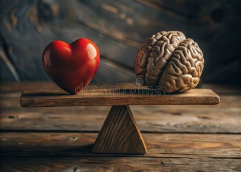 Balance Scale With Heart And Brain Generative Ai Stock Illustration