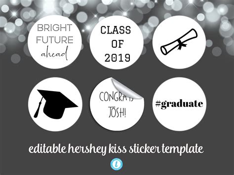Edit Yourself Graduation Hershey Kiss Sticker Template Graduation