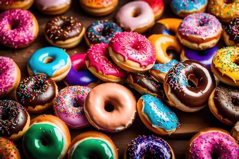 Premium Ai Image Colourful Donuts Background