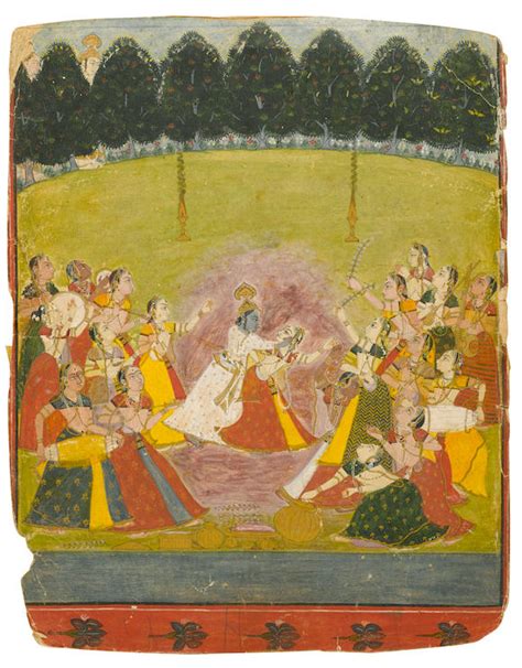 Bonhams Krishna And The Gopis Play Holi Rajasthan Early 18th Century