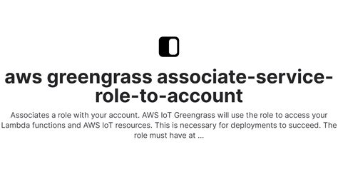 Aws Greengrass Associate Service Role To Account Fig