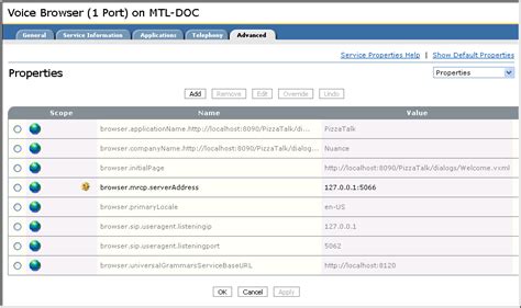 Configuring The Voice Browser Service