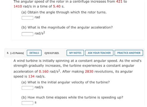 Solved The Angular Speed Of The Rotor In A Centrifuge Chegg