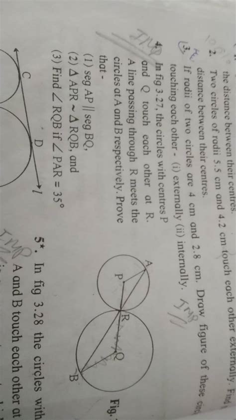 2 Two Circles Of Radii 55 Cm And 42 Cm Touch Each Other Externally Fi