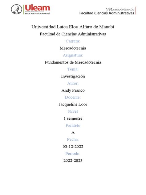 Investigacion Marketing Pdf Marketing Mercado Economía