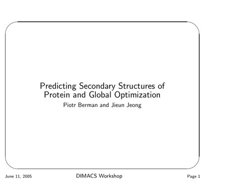 Ppt Predicting Secondary Structures Of Protein And Global Optimization Powerpoint