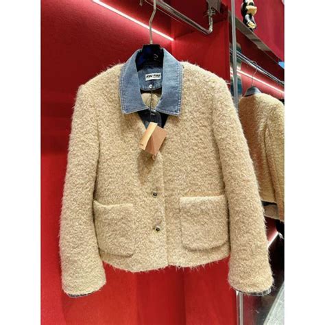 Пальто Miu Miu Зима размер 50 цвет бежевый Акрил купить по