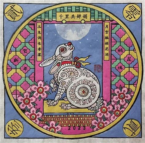 玉兔年画玉兔绘画大山谷图库