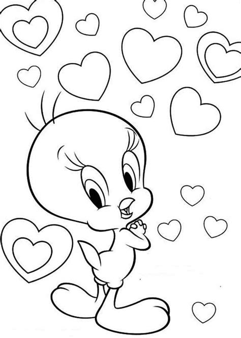 Valentines Day Pages Tweety Bird Coloring Pages