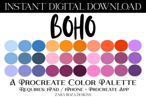Boho Procreate Color Palette 30 Swatches