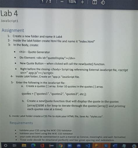 Solved I Lab JavaScript Assignment Create Chegg