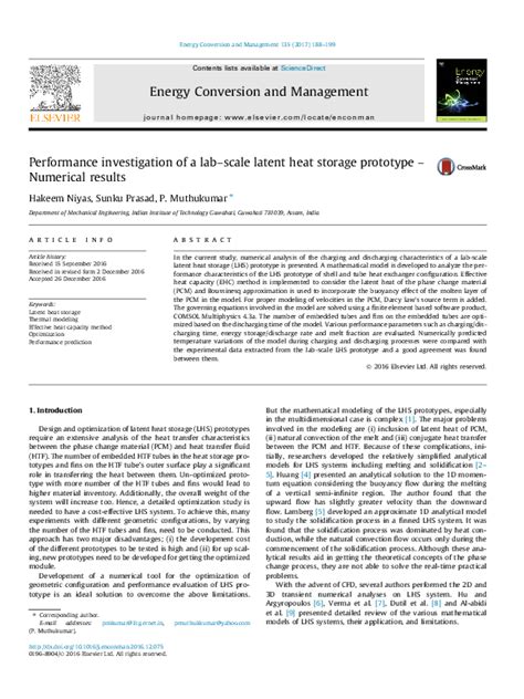 Pdf Performance Investigation Of A Labscale Latent Heat Storage