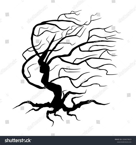Spooky Tree Silhouette Vector Illustration Halloween Stock Vector