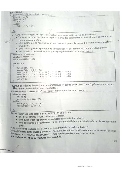Examan Et Exercise C Programmation Objet En C Studocu
