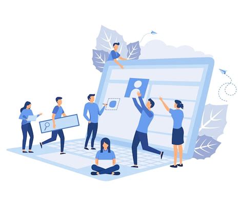 Premium Vector A Team Of People Is Developing A Website By Filling It