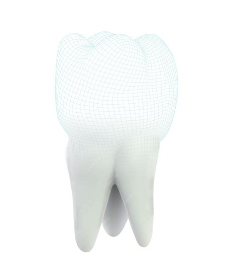 흰색 배경에 격리된 3d 프린터에서 치과 의학 볼륨 다각형 메쉬 인쇄를 위한 벡터 3d 치아 프리미엄 벡터