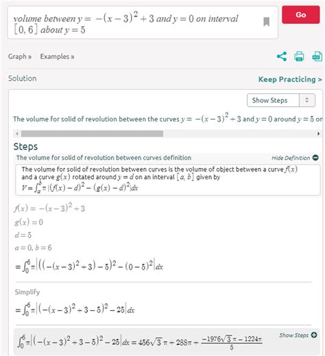 Calculus Ab Is This Volume Revolution Incorrect Shouldnt It Be 5 Fx Instead Of The Fx 5