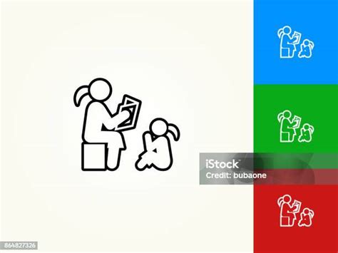 어린이 검은 선 선형 아이콘 읽기 검은색에 대한 스톡 벡터 아트 및 기타 이미지 검은색 교사 교육 관련 직업 교육