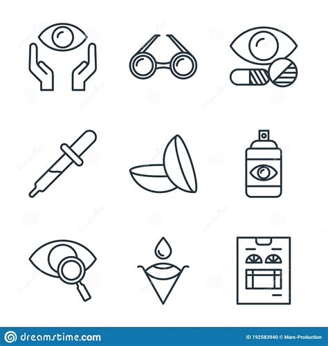 Pictogrammen Voor Opthalmologie Lineaire Set Kwaliteitsvectorlijnset
