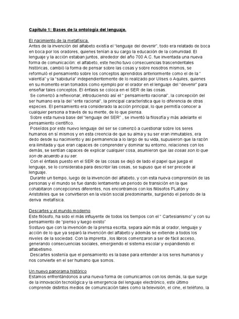 Capitulo 1 Bases De La Ontologia Del Lenguaje Pdf Ontología
